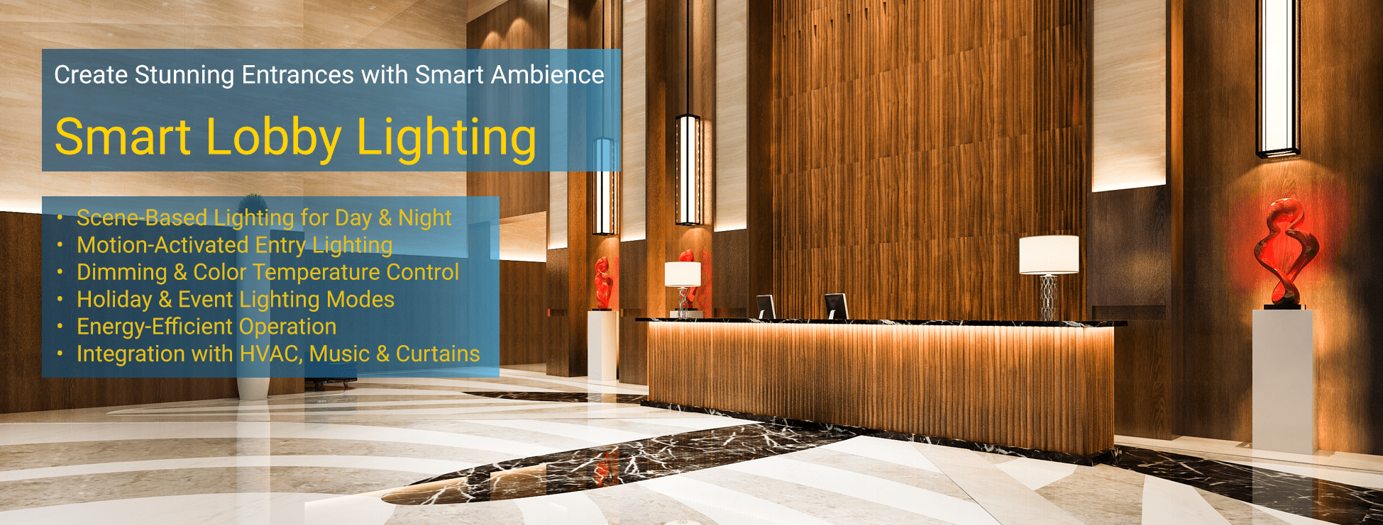 Smart Lobby & Public Area Lighting for Hotels in UAE | Be Smart House